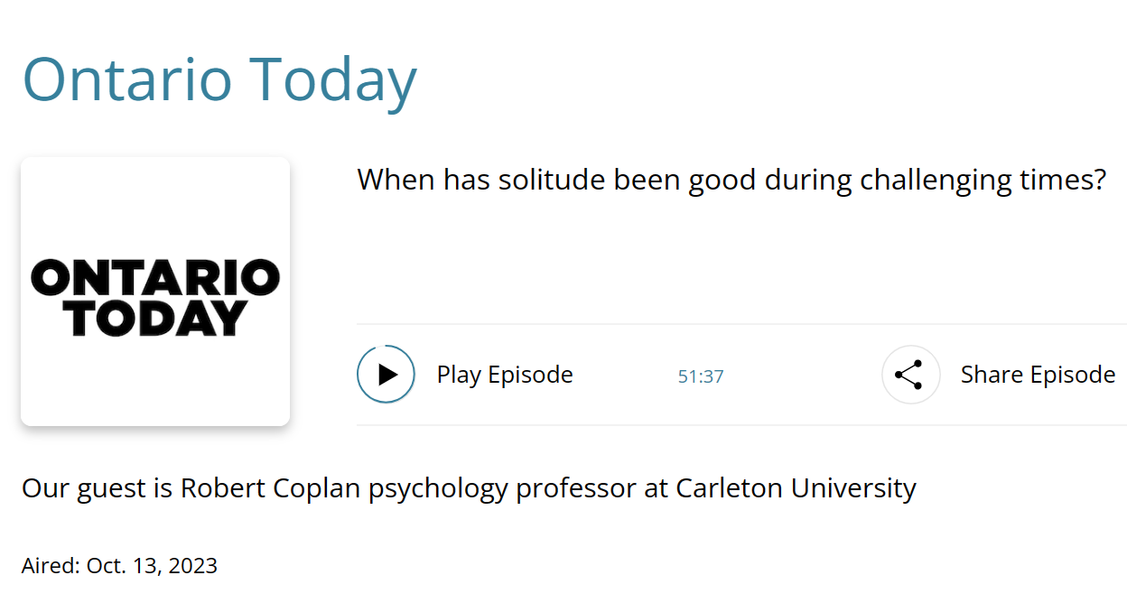 Recent Media « Robert J Coplan, PhD